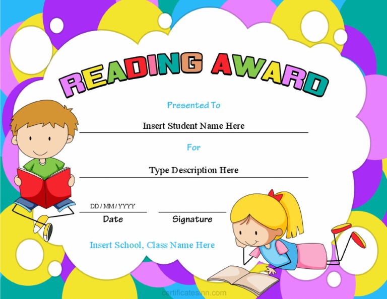 Reading Award Certificate 5 | PDF