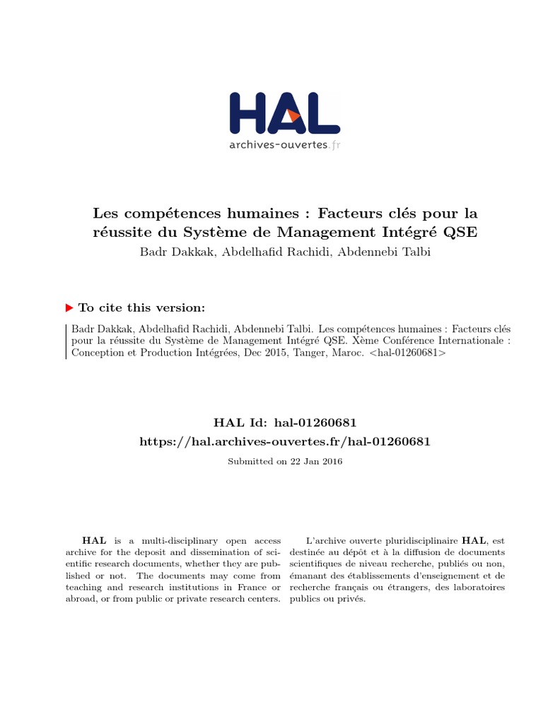 Compétences humaines et management QSE | PDF | Compétence (Ressources ...
