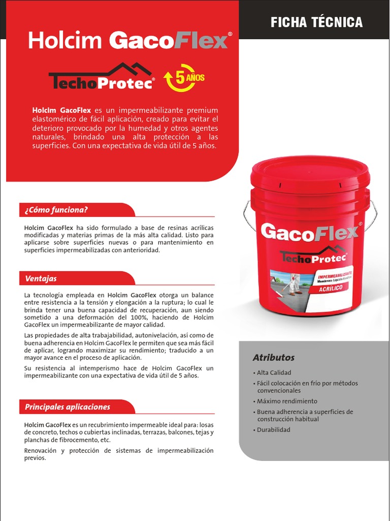 Ficha Tecnica GacoFlex 5A+ | PDF | Hormigón | Agua