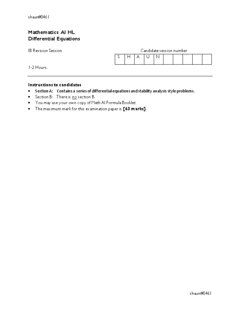 2021 - AIHL - Diffeq Mathematics Sols | PDF | Eigenvalues And ...