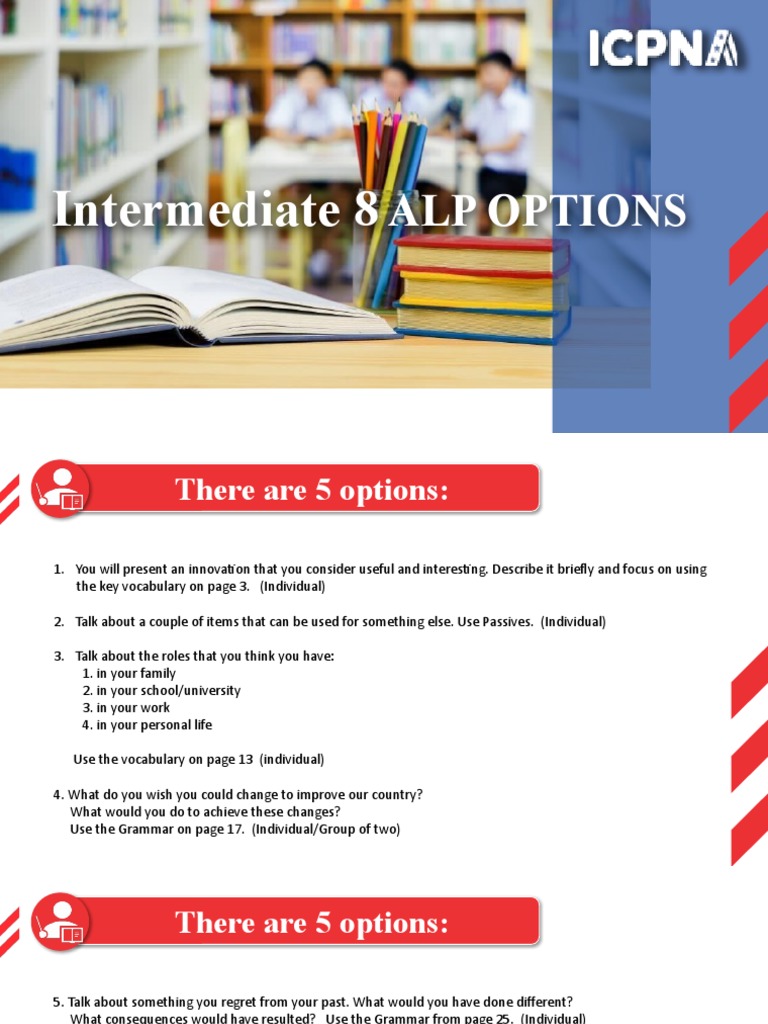 Intermediate 8 - ALP Options-2 | PDF | Career & Growth | Language Arts & Discipline