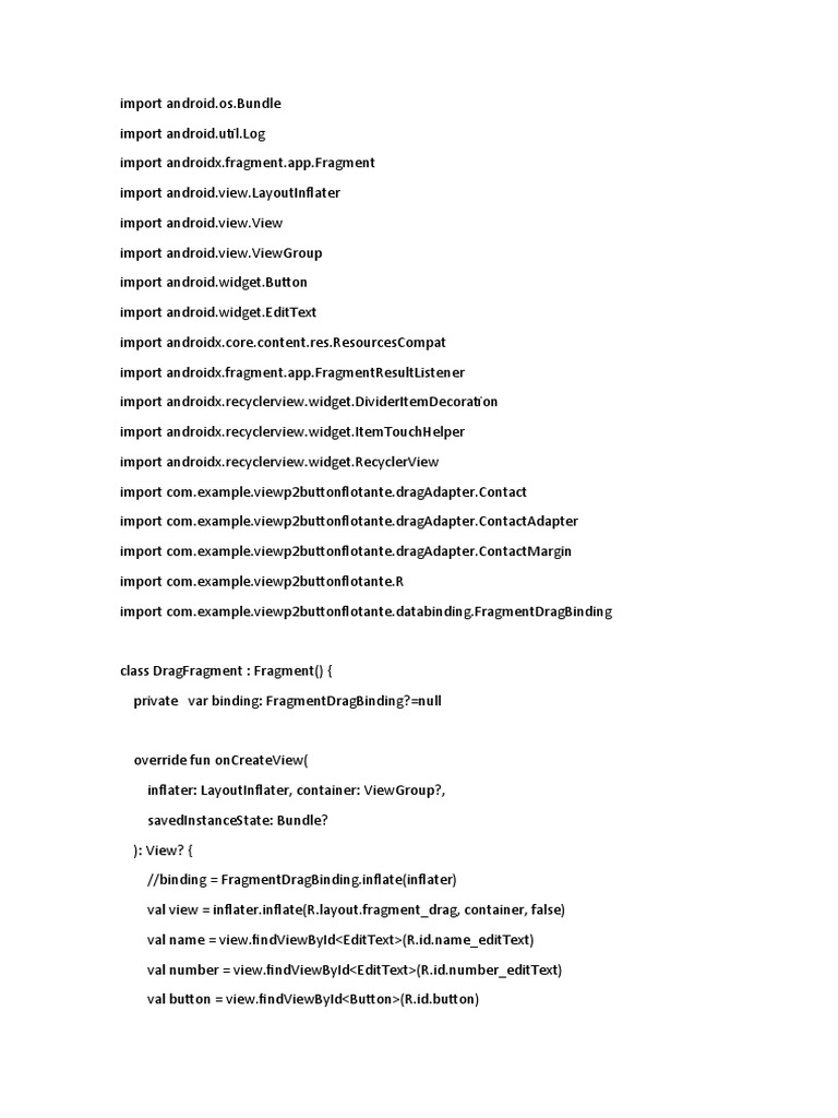 Android Drag and Drop Contacts RecyclerView Fragment | PDF
