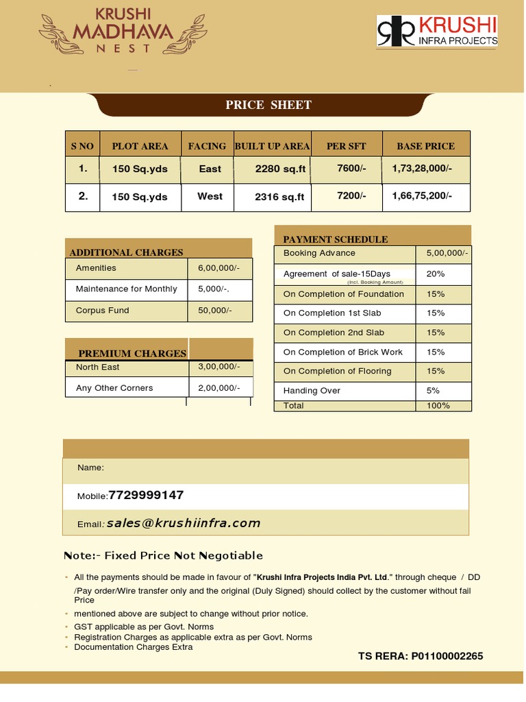 Krushi Price Sheet | PDF