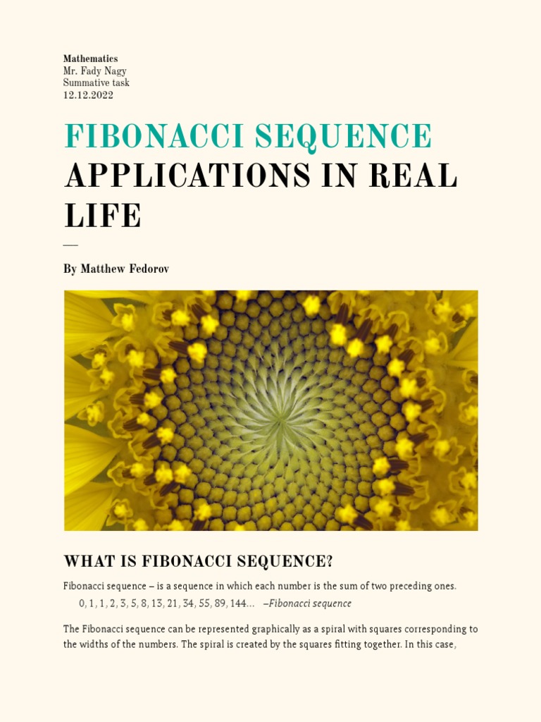 Fibonacci Sequence | Download Free PDF | Numbers | Elementary Mathematics Fibonacci Sequence | Download Free PDF | Numbers | Elementary Mathematics