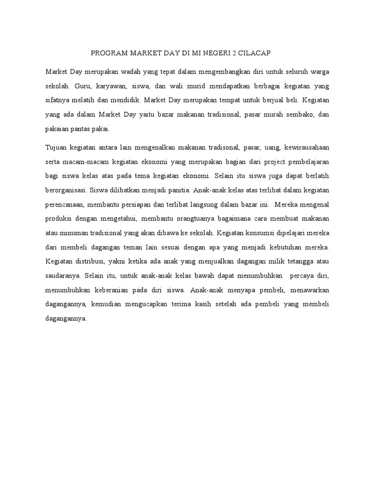 Contoh Program Market Day Sekolah | PDF | Kesehatan Holistik