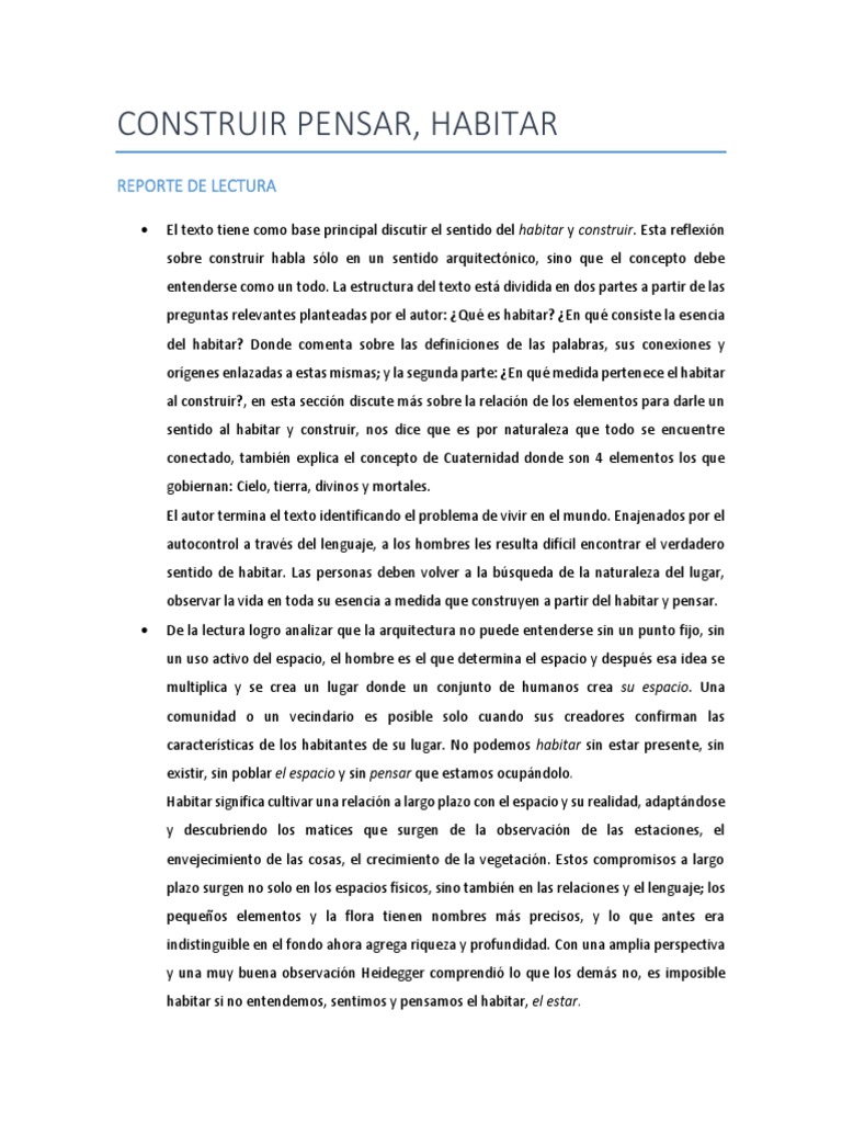Esencia del Habitar y Construir | PDF | Esencia | Naturaleza
