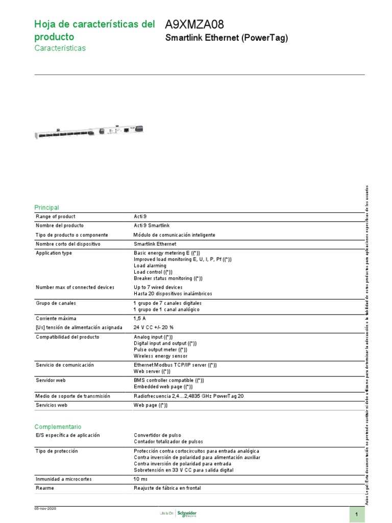 Acti 9 Smartlink SI B - A9XMZA08 | PDF | Ingenieria Eléctrica ...