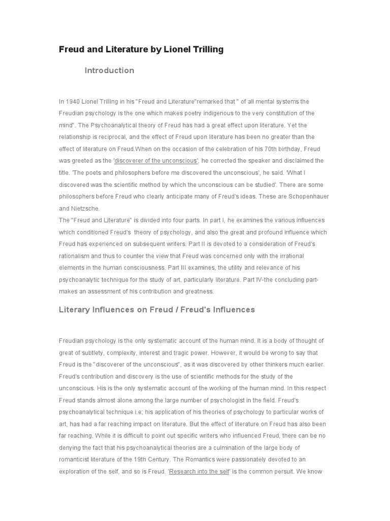 Freud and Literature | PDF | Sigmund Freud | Unconscious Mind