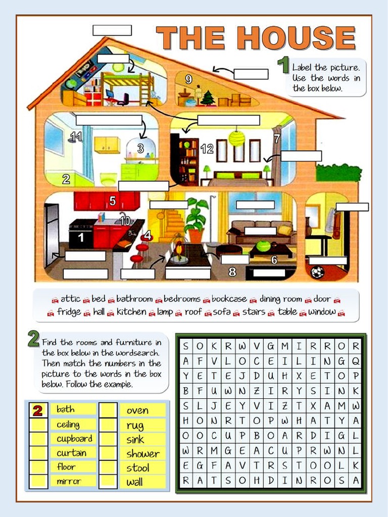Vocabulary The House Crosswords Fun Activities Games Icebreakers Inform ...