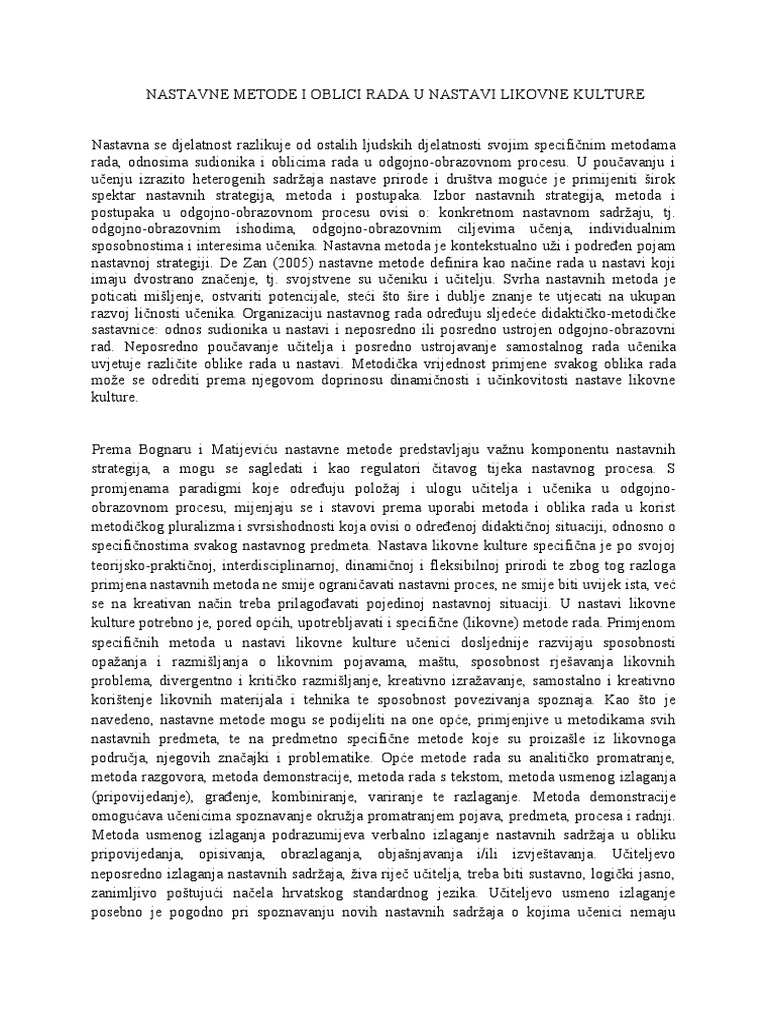 Nastavne Metode I Oblici Rada | PDF