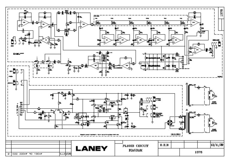 Laney Schematics Audio Amplifier PL100B (1989) Schematic | PDF