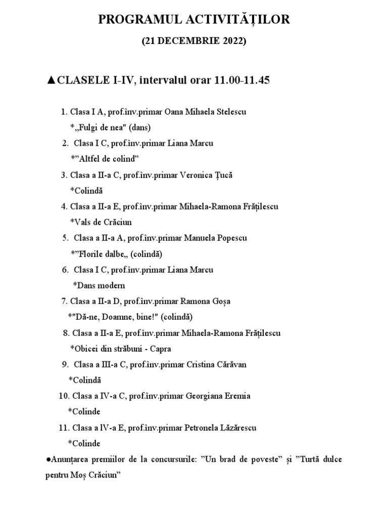 Program Spectacol-1 | PDF