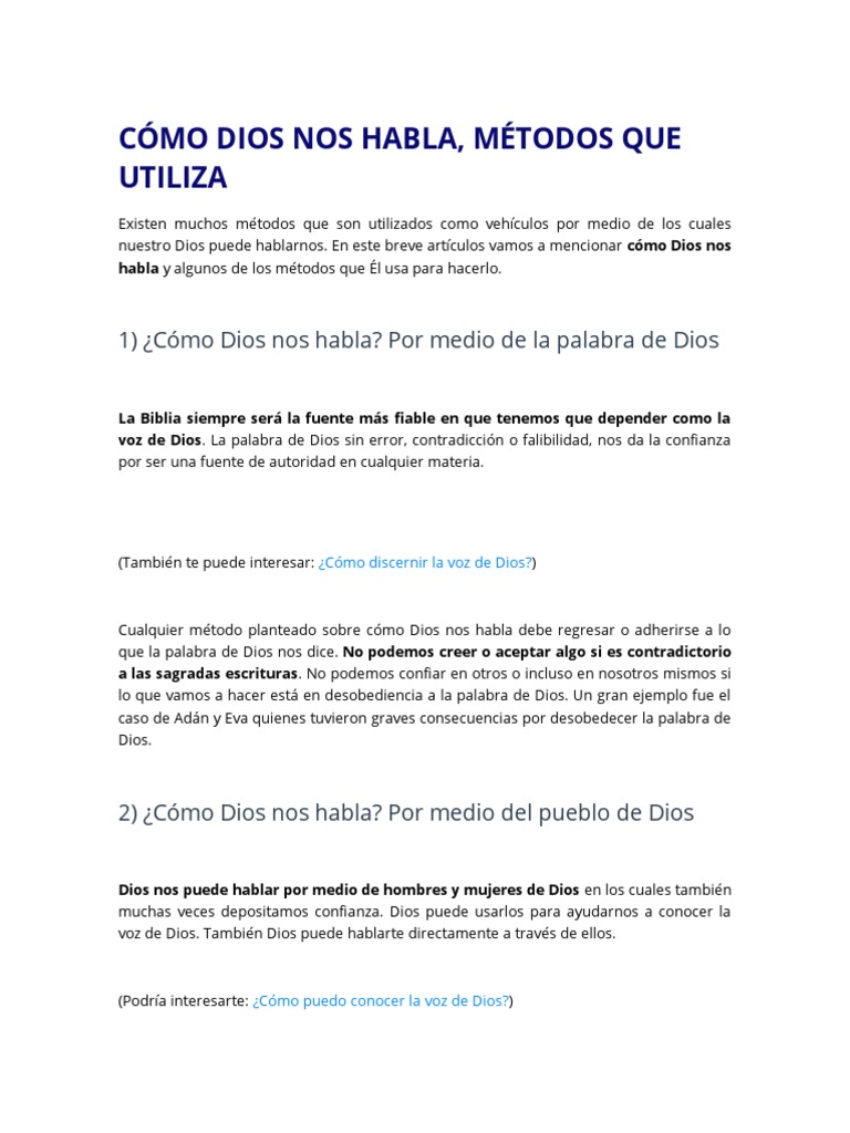 Cómo Dios Nos Habla | PDF | Biblia | Dios