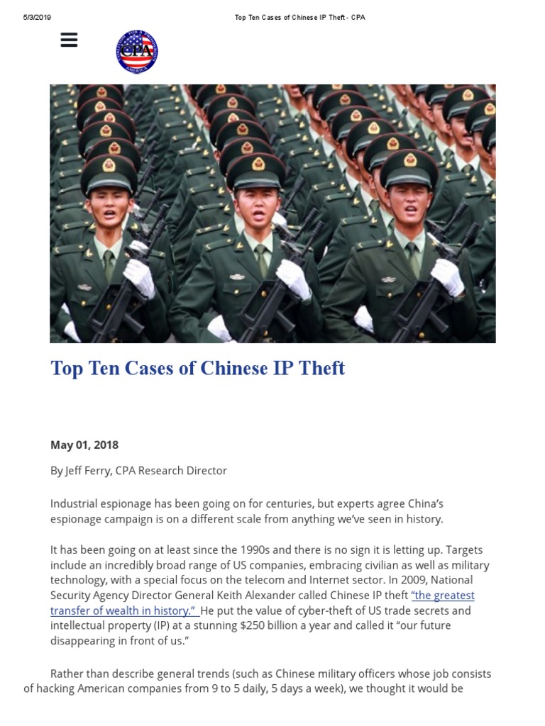 Top Ten Cases of Chinese Ip Theft | PDF