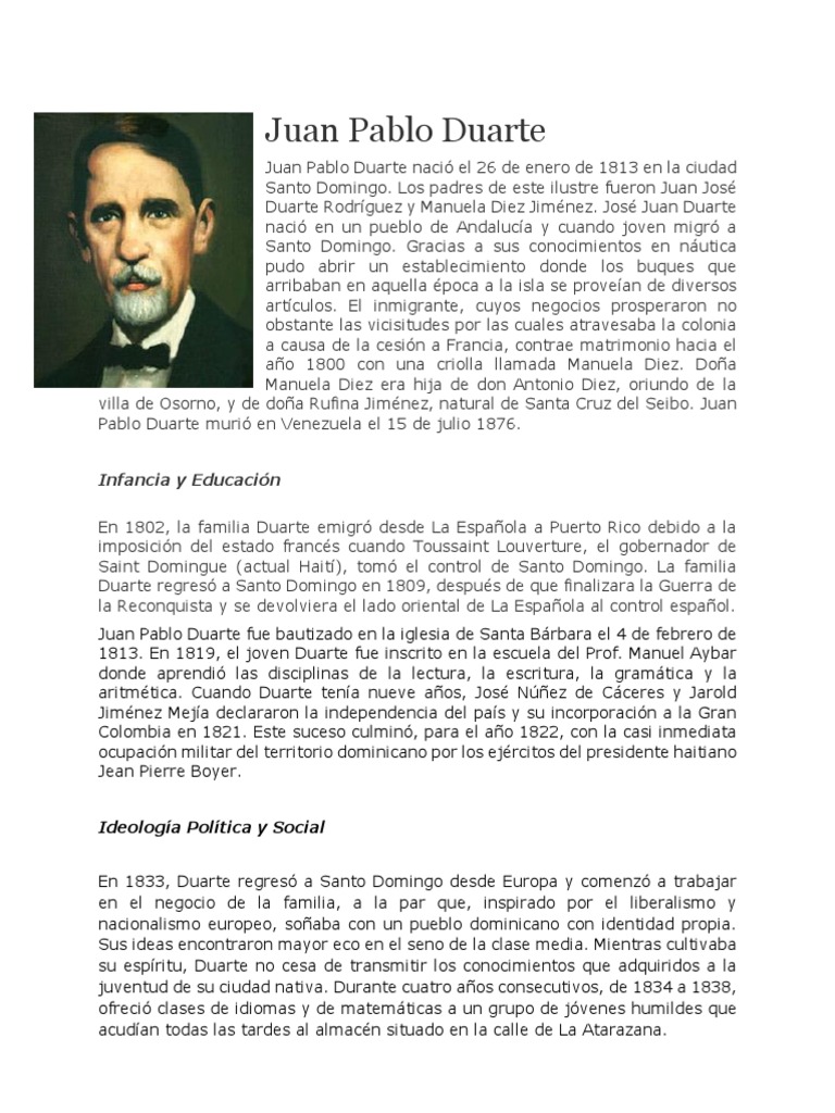 Juan Pablo Duarte | PDF | República Dominicana