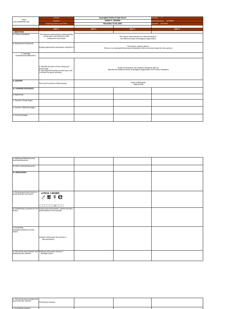 DLL Week 2 2nd Quarter | PDF | Learning | Teachers