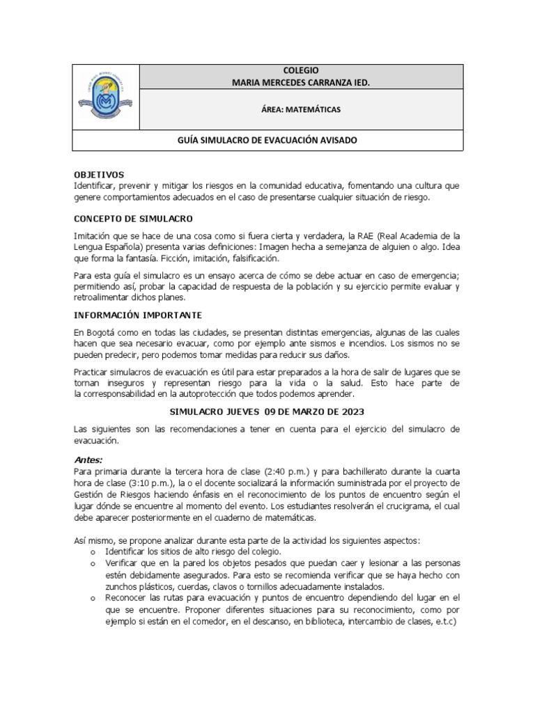 Guia para Simulacros de Evacuación | PDF | Simulación