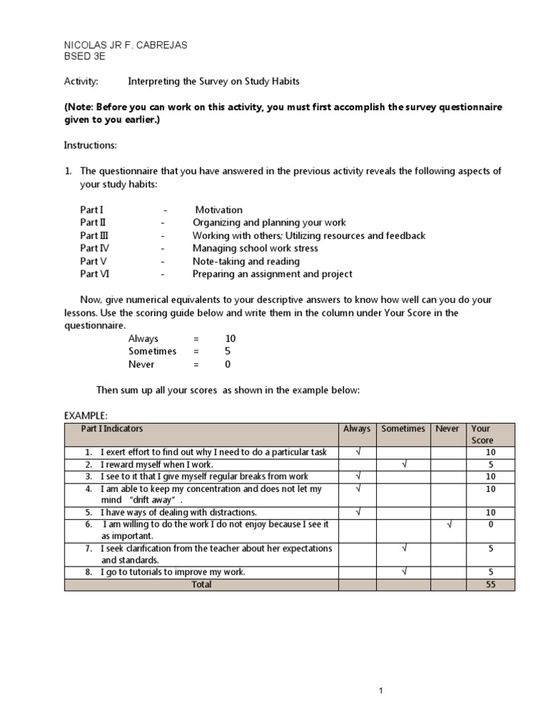 Interpreting and Analyzing The Questionnaire | PDF | Motivation ...