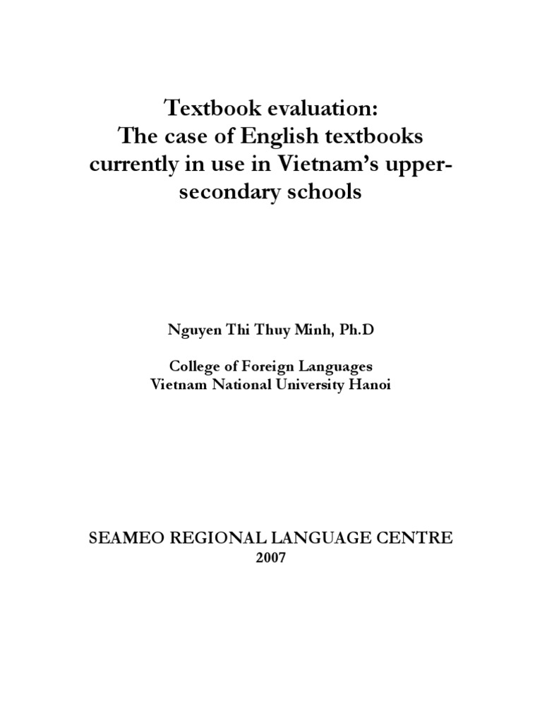 Nguyen T T M 2007 Textbook Evaluation Th Download Free Pdf English As A Second Or Foreign