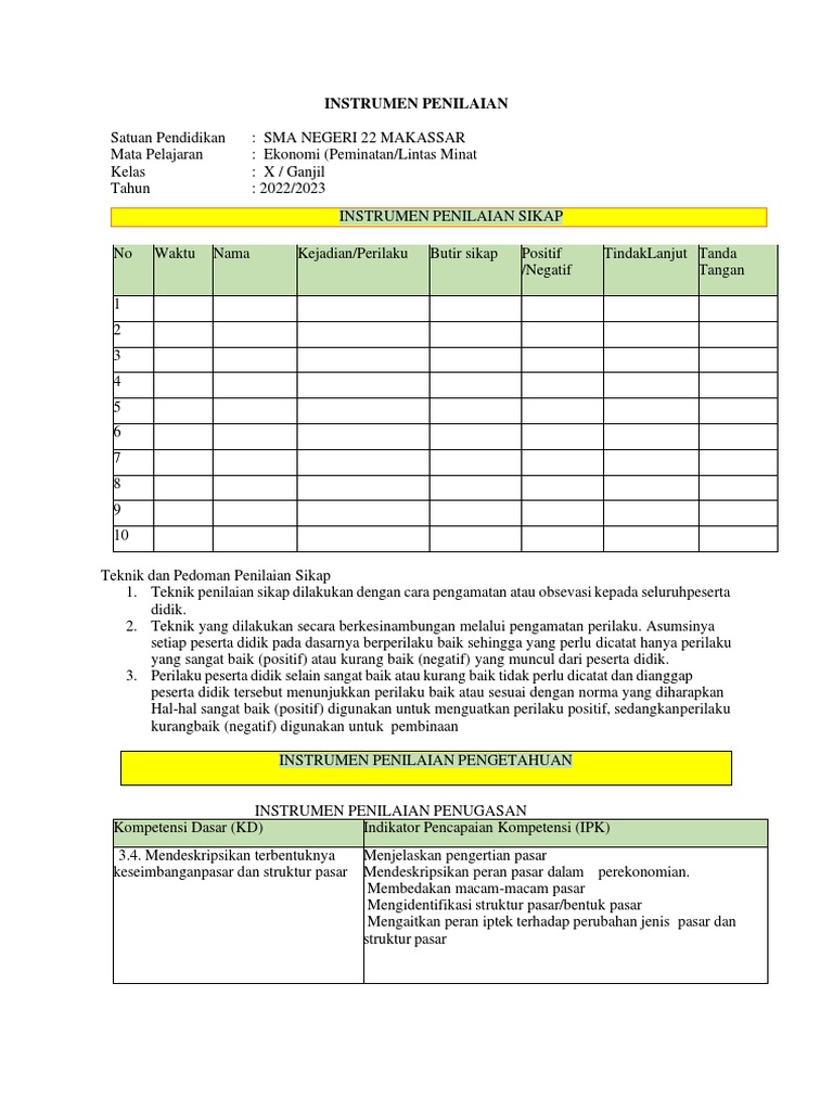 Instrumen Penilaian Revisi | PDF