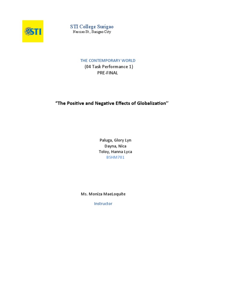 04 Task Performance 1 | PDF | Globalization | Prices