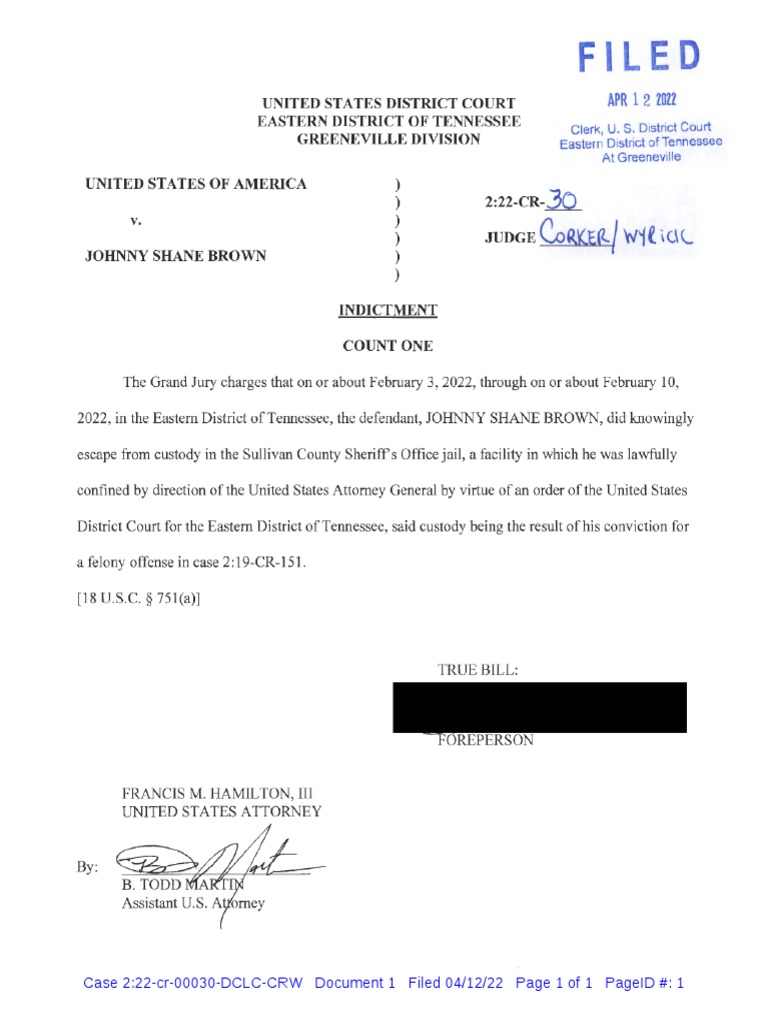 Criminal Case: USA v. Brown | PDF | Indictment | Criminal Procedure