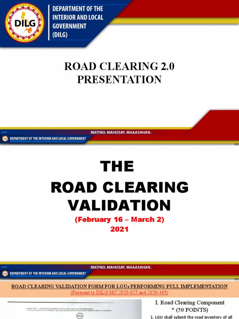 Road Clearing Validation Guidelines | PDF | Government | Justice