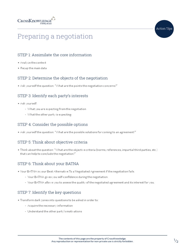 Preparing A Negotiation | PDF