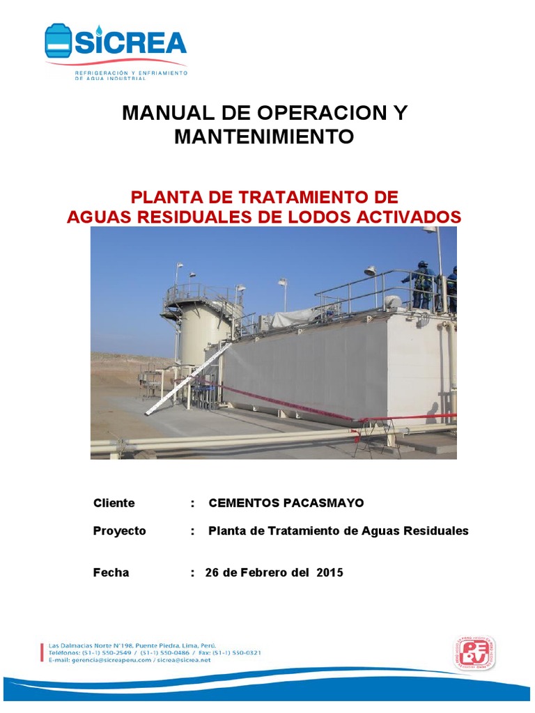 Manual de Operacion y Mantenimiento Ptar | PDF | Aguas residuales | Bomba