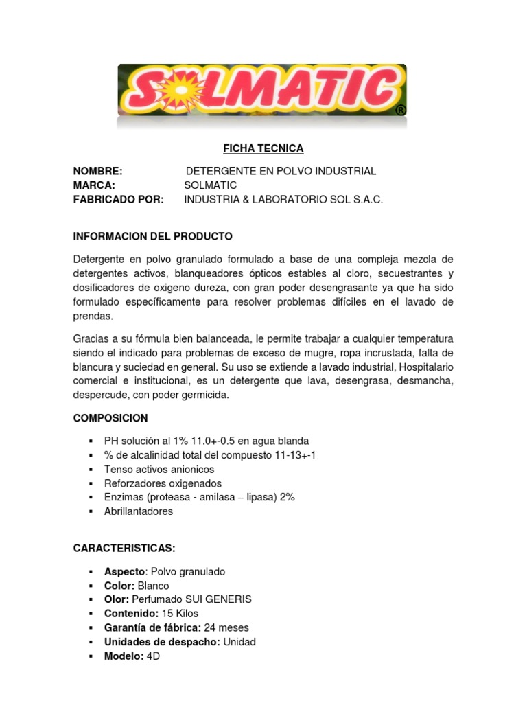 FT Detergente en Polvo | PDF