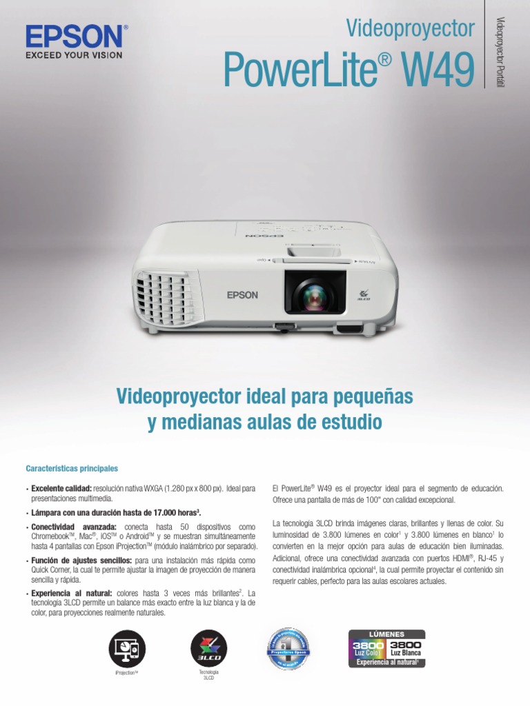 PowerLite W49 | PDF | Tecnología de información y comunicaciones ...