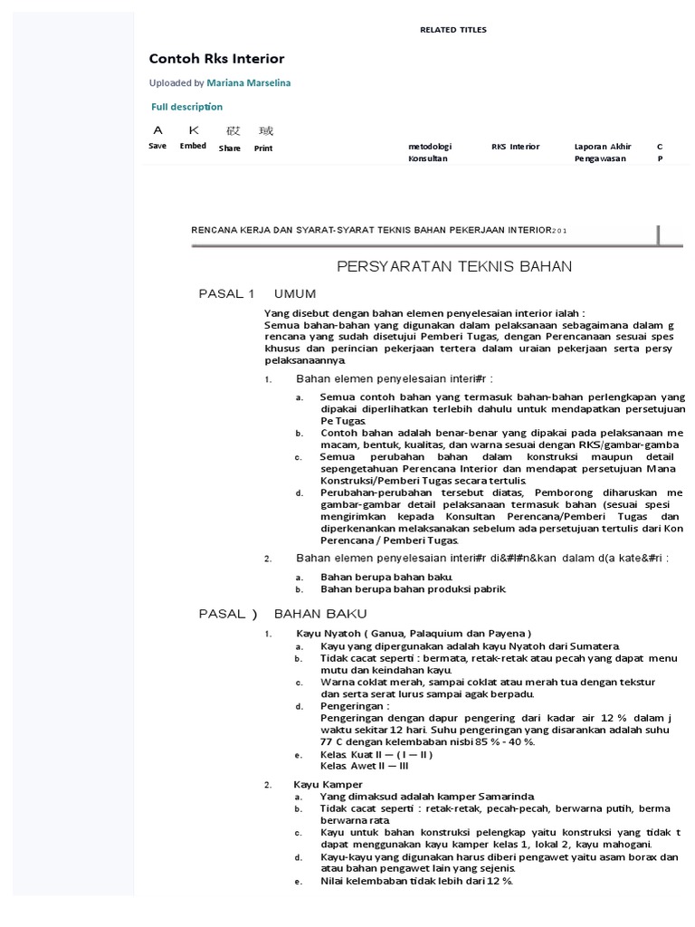 PDF Contoh Rks Interior | PDF
