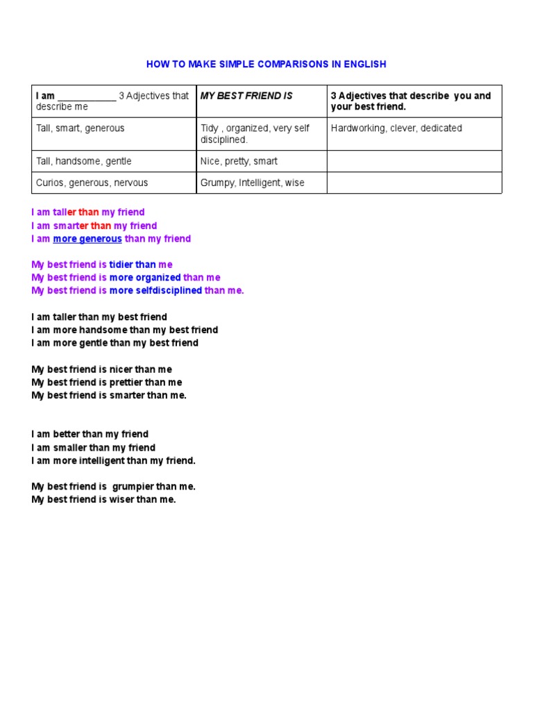 How To Make Simple Comparisons Lesson 1 | PDF | Linguistics | Grammar
