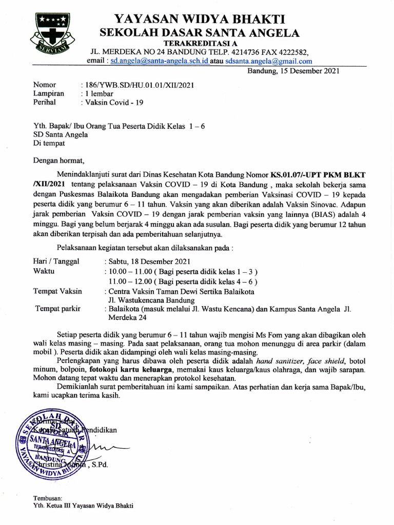 Surat Pemberitahuan Vaksin | PDF