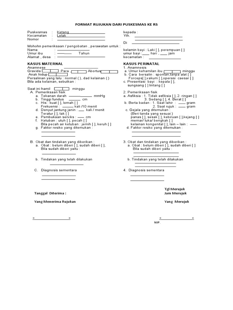 Format Rujukan Kebidanan | PDF