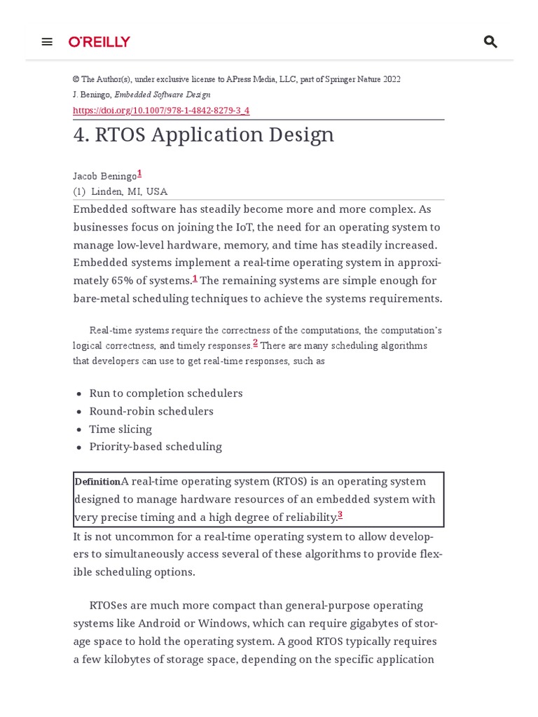 RTOS Application Design - Embedded Software Design - A Practical Approach To Architecture ...