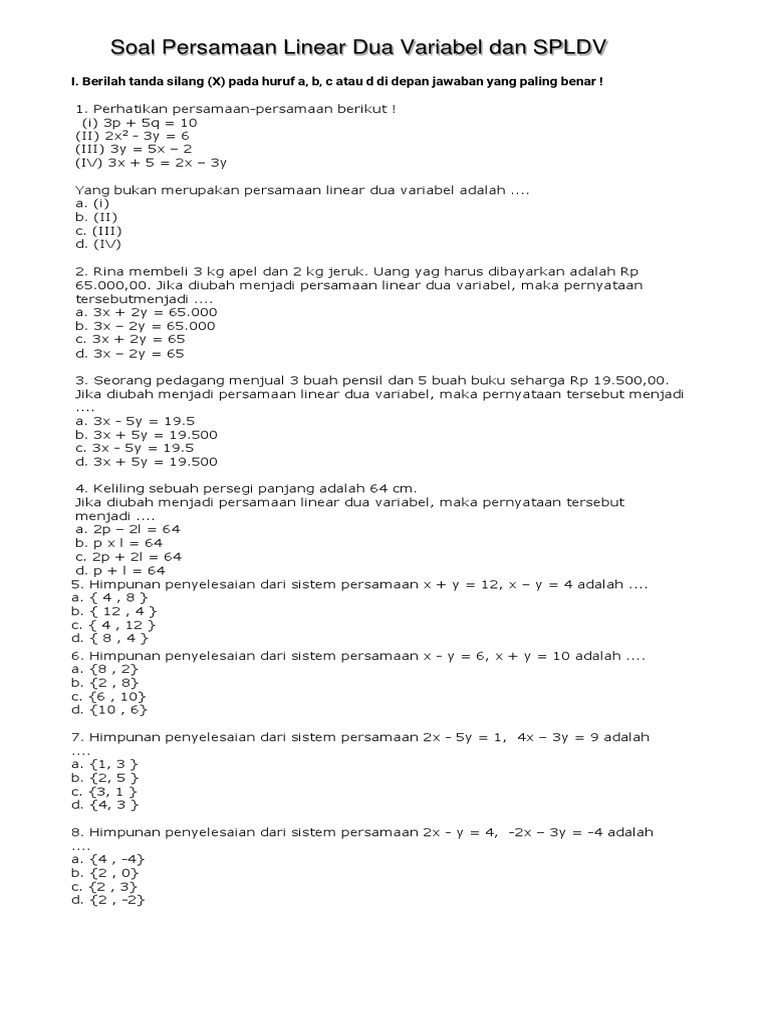 SOAL Test Matematika 1 | PDF