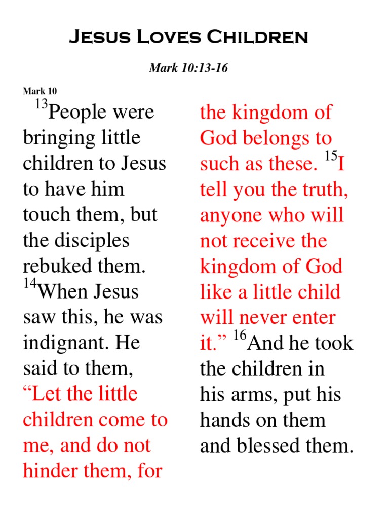 Lesson 17 Jesus Loves Children | Download Free PDF | Jesus | Gospel Of Mark