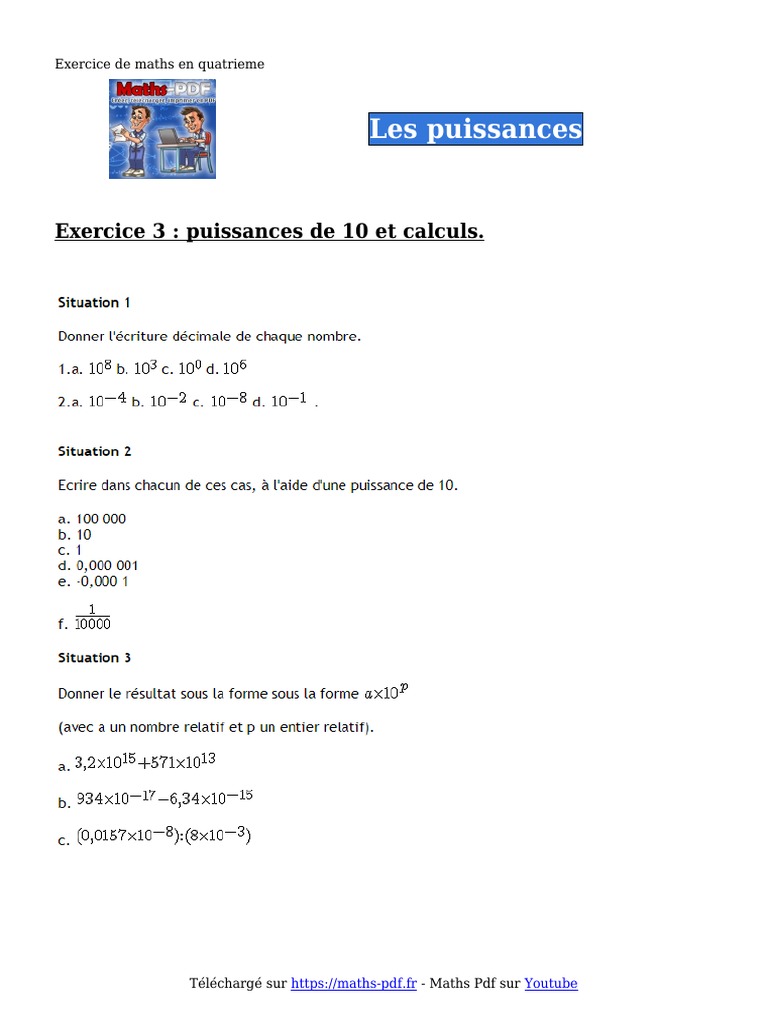 Exercice 3 : Puissances de 10 en 4e | PDF | Méthodes et références pédagogiques
