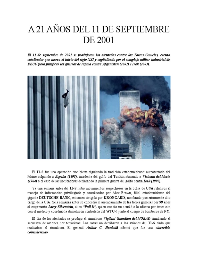 A 21 Años Del 11 de Septiembre de 2001 | Descargar gratis PDF | Ataques ...