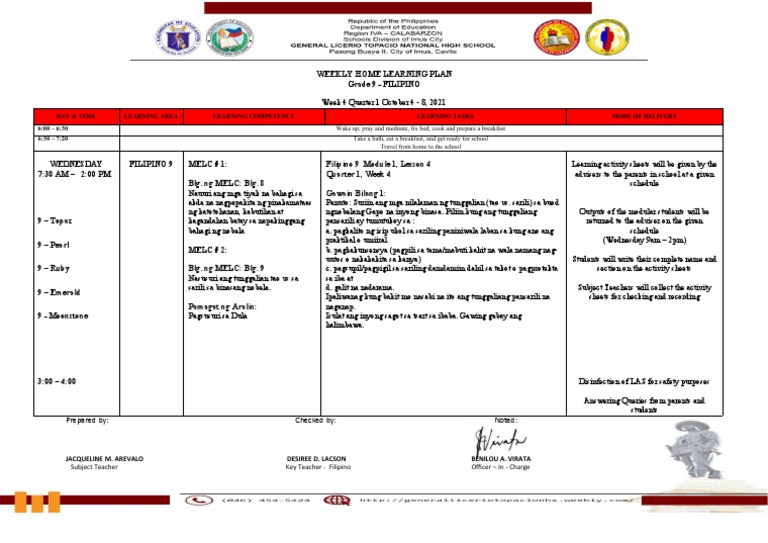 Filipino G9 WHLP Q1 W4 Arevalo | PDF