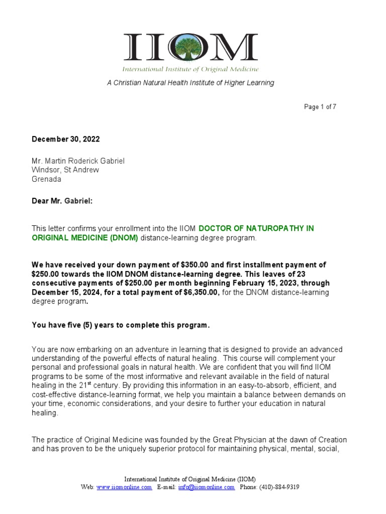 IIOM DNOM Course Syllabus Adjusted New Final | PDF | Naturopathy | Thesis
