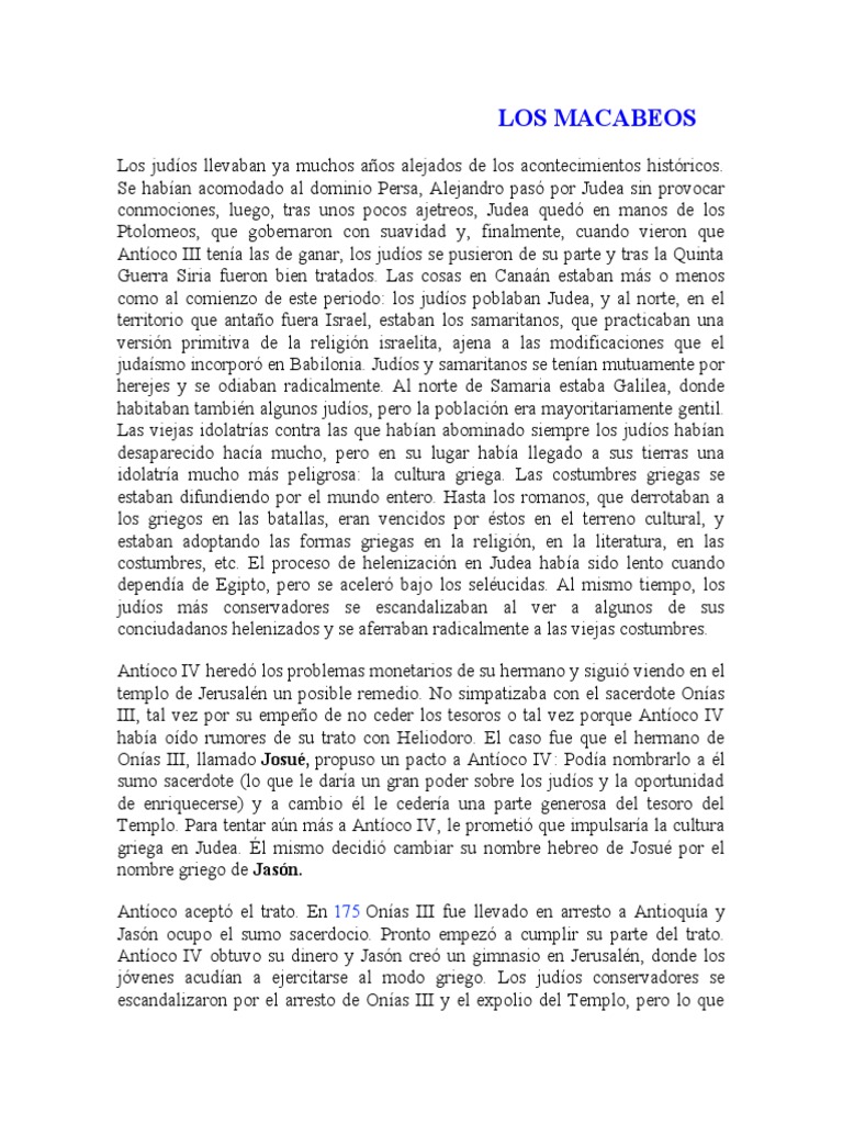 Los Macabeos | PDF | Macabeos | Macedonia (antiguo reino)
