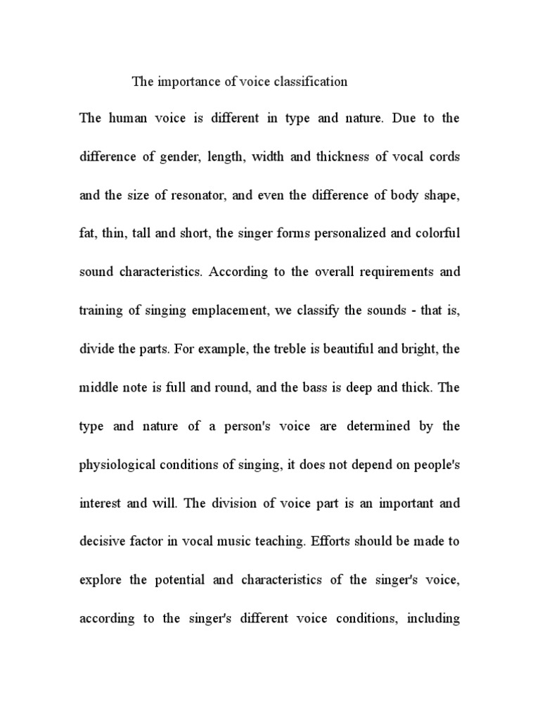 The Importance of Voice Classification | Download Free PDF | Singing ...