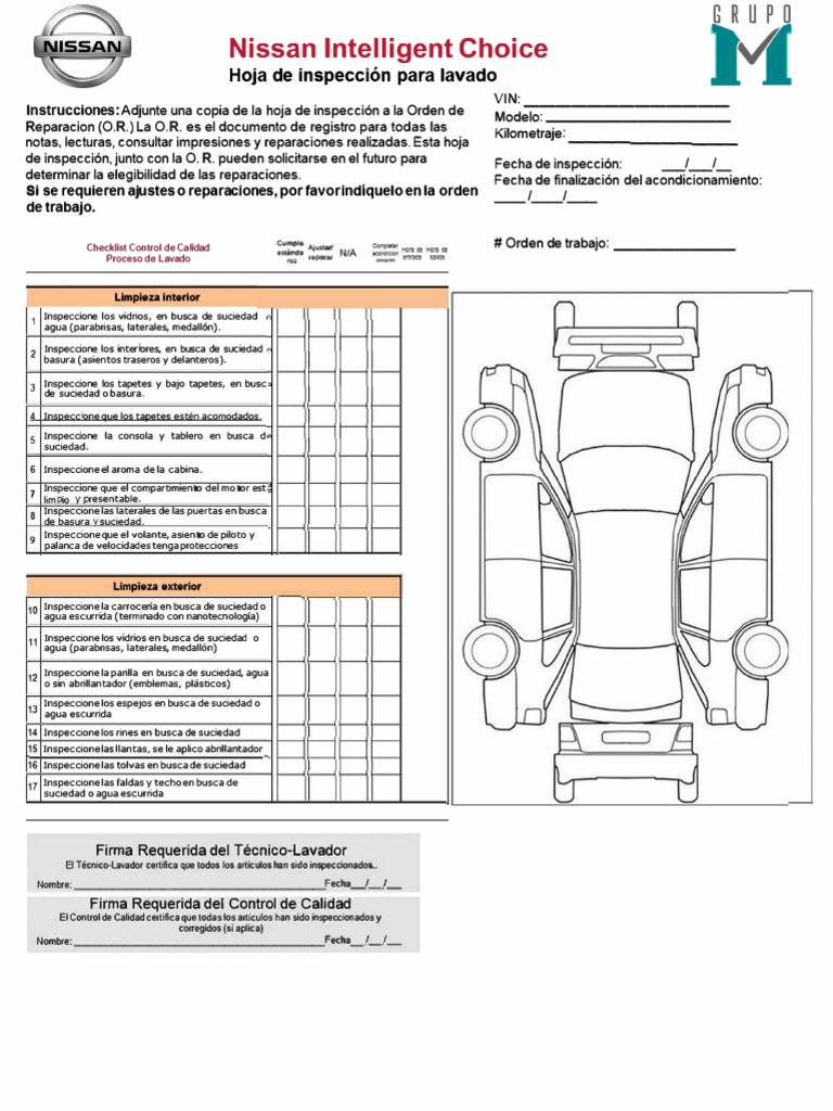 Check List de Lavado | PDF | Vehículos de ruedas | Transporte privado