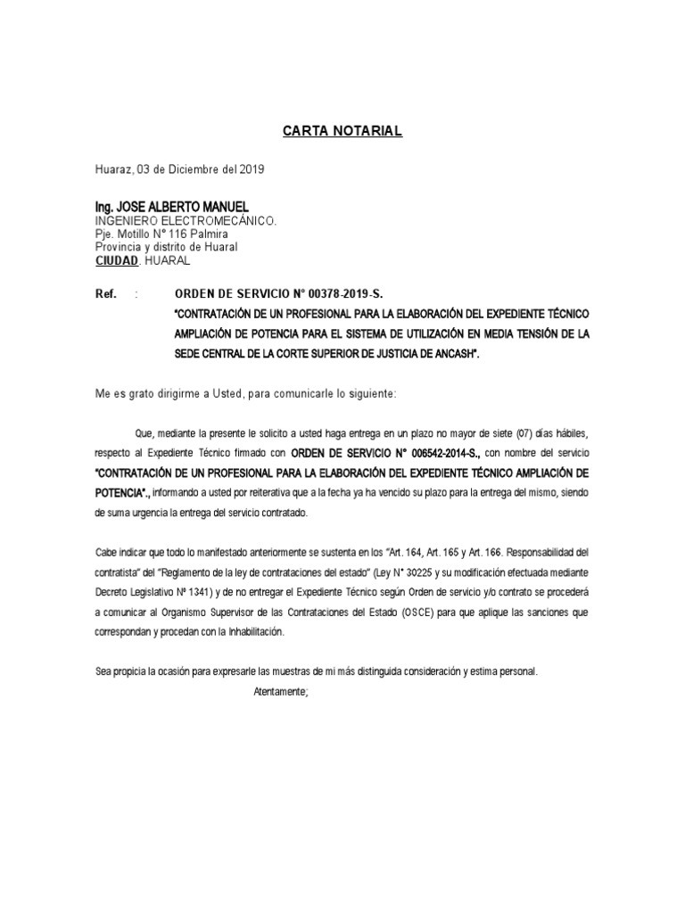 Modelo de Carta Notarial | PDF