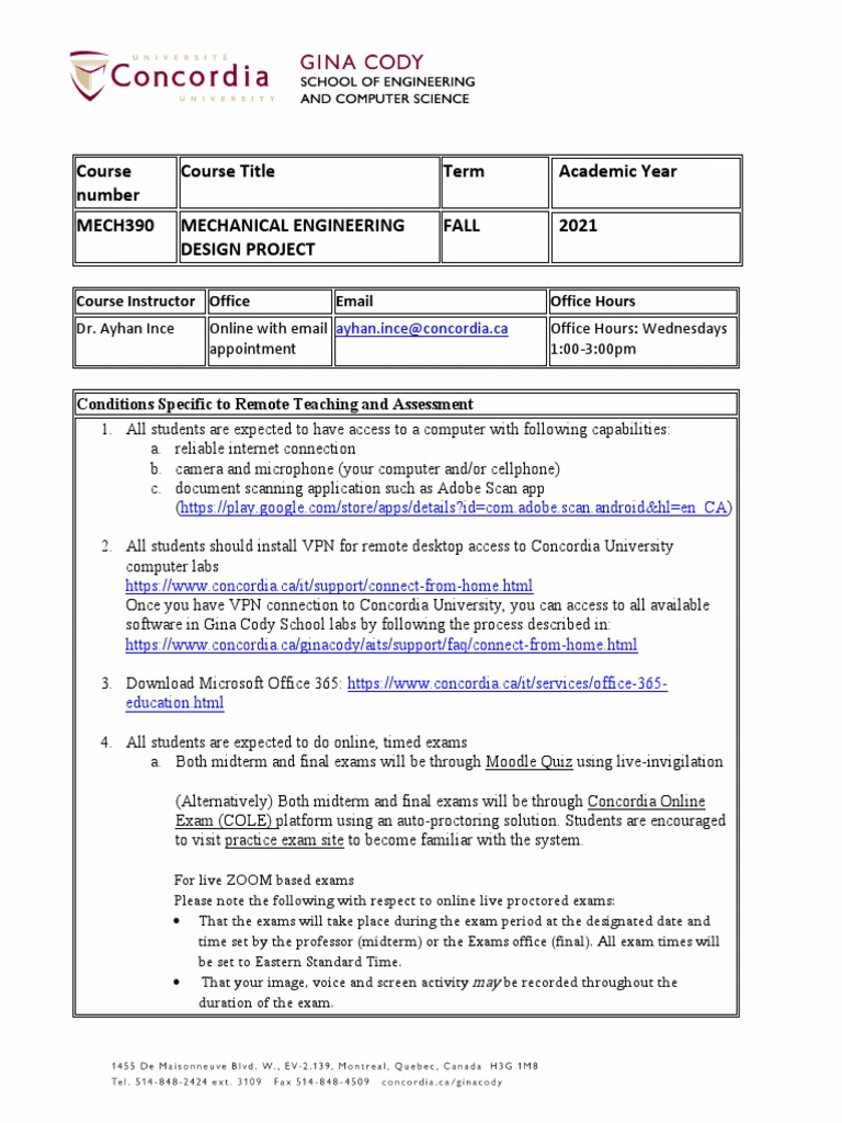 MECH 390 - Course Outline - Fall2021 | PDF | Design | Test (Assessment)