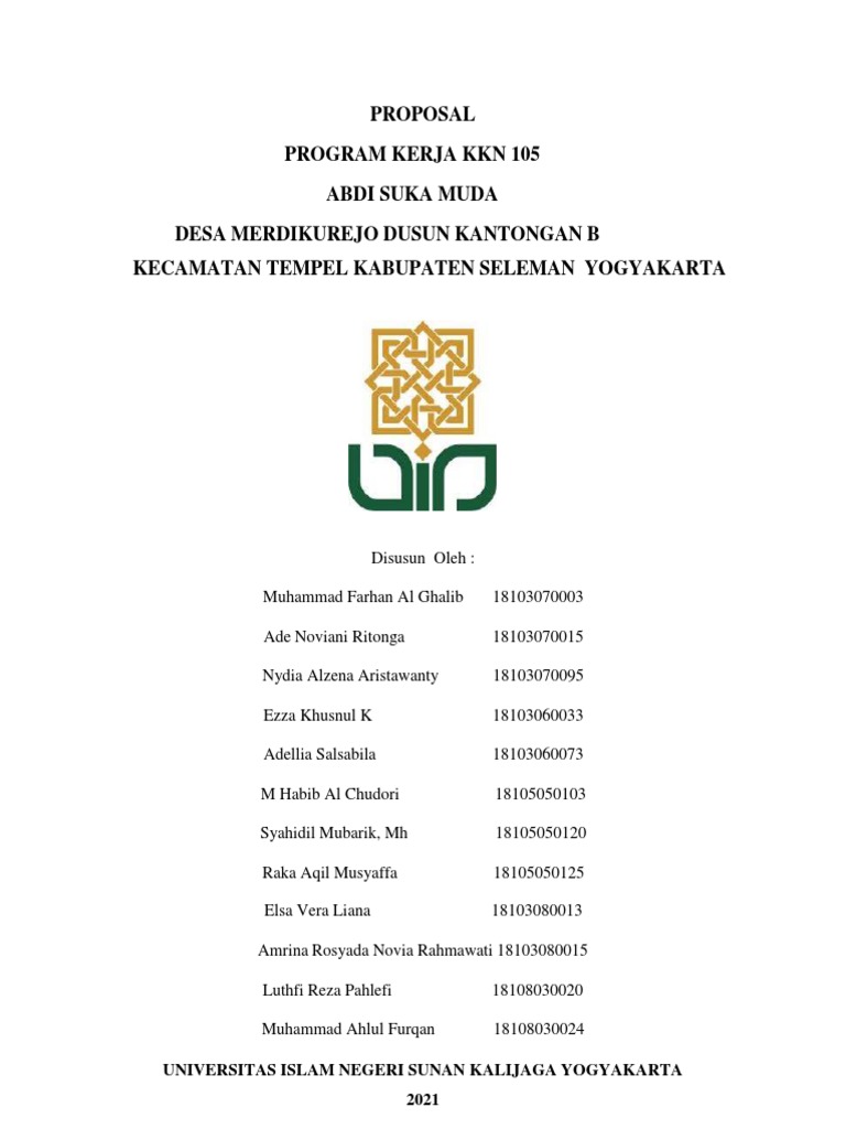 PROPOSAL Program Kerja KKN 105 Abdi Suka Muda | PDF