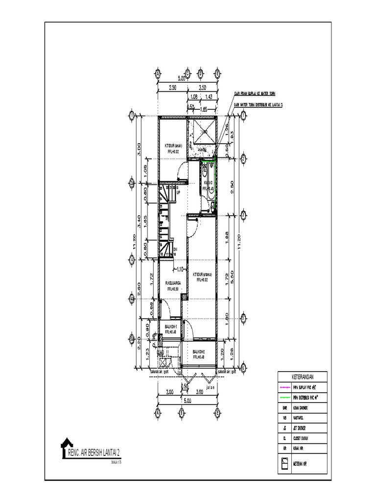 Mep1-001 - Rencana Instalasi Air Bersih LT-2 | PDF