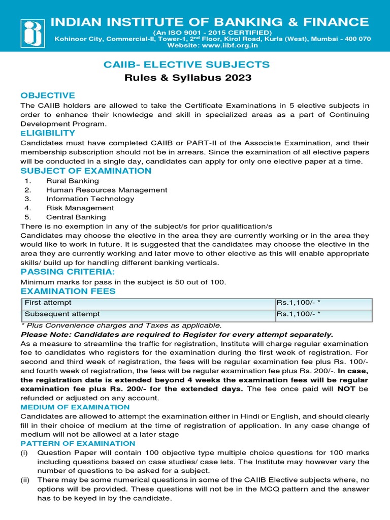 63 CAIIB Elective Final - 24 01 2023 - Final | PDF | Financial Risk | Risk